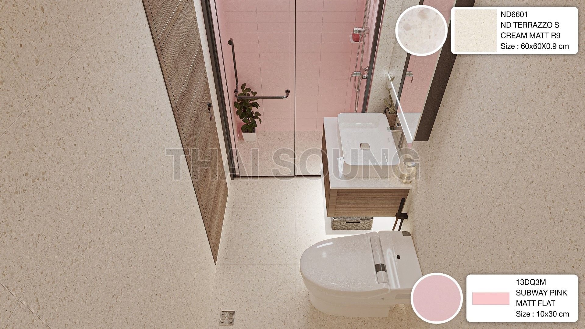 กระเบื้อง 13DQ3M SUBWAY PINK MATT FLAT 10x30