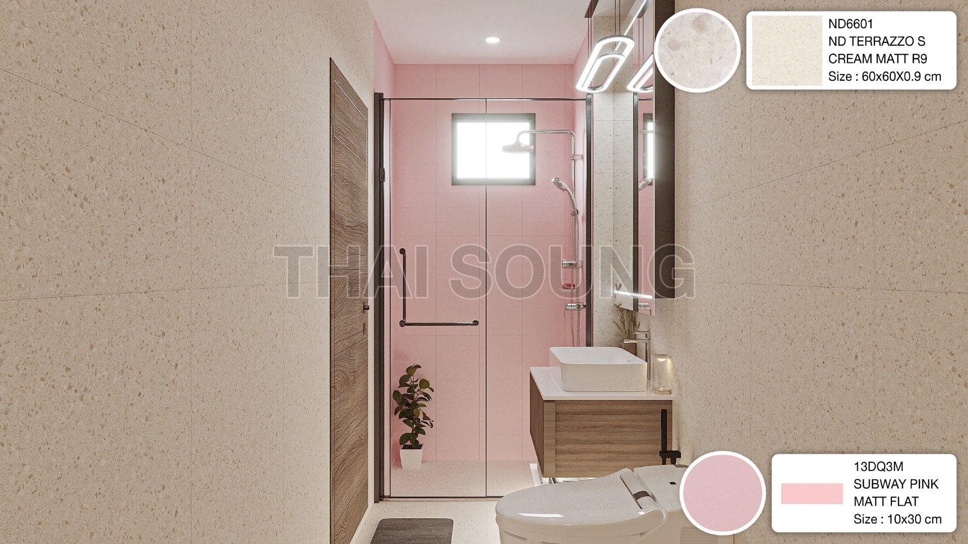 กระเบื้อง 13DQ3M SUBWAY PINK MATT FLAT 10x30