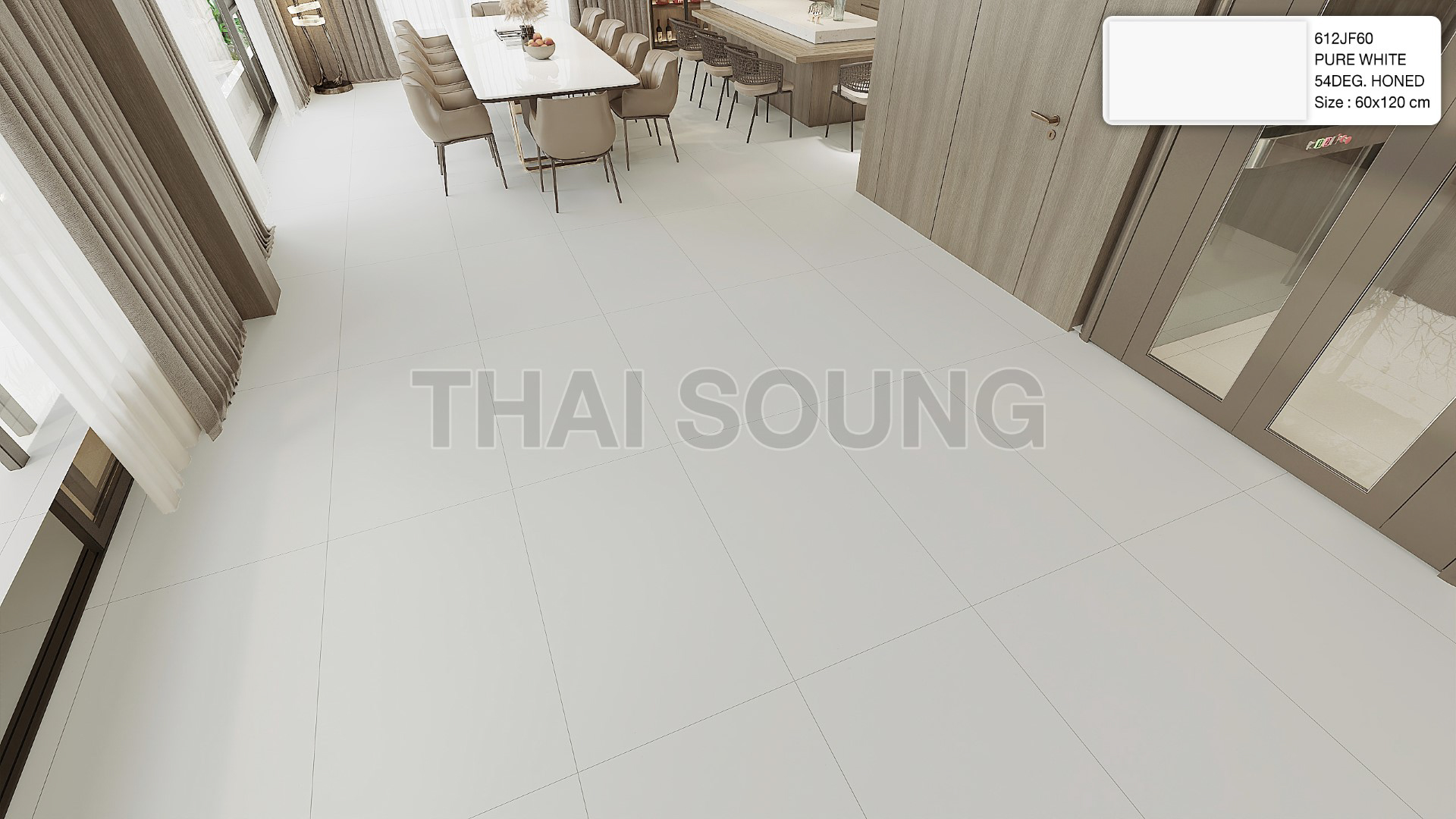 กระเบื้อง 612JF60 PURE WHITE 55 DEG. SOFT MATT 60x120