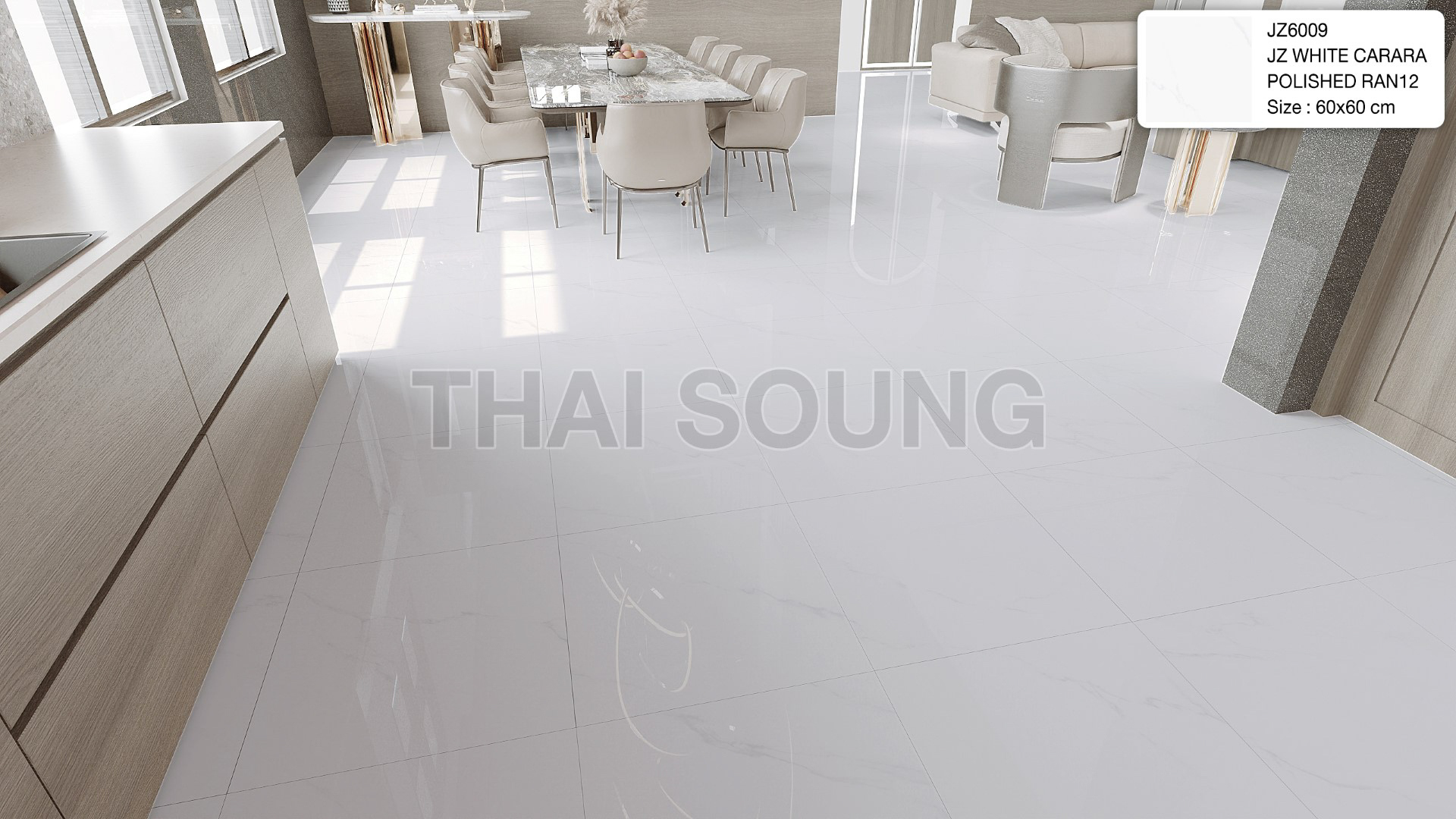 กระเบื้อง JZ6009 JZ WHITE CARARA POLISHED 60x60